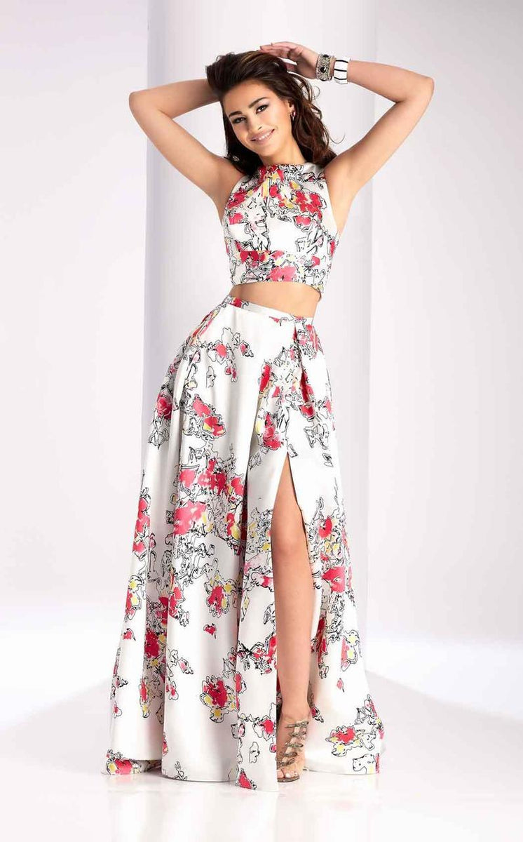 Clarisse - 3002 Two Piece Printed Mikado Dress – Couture Candy