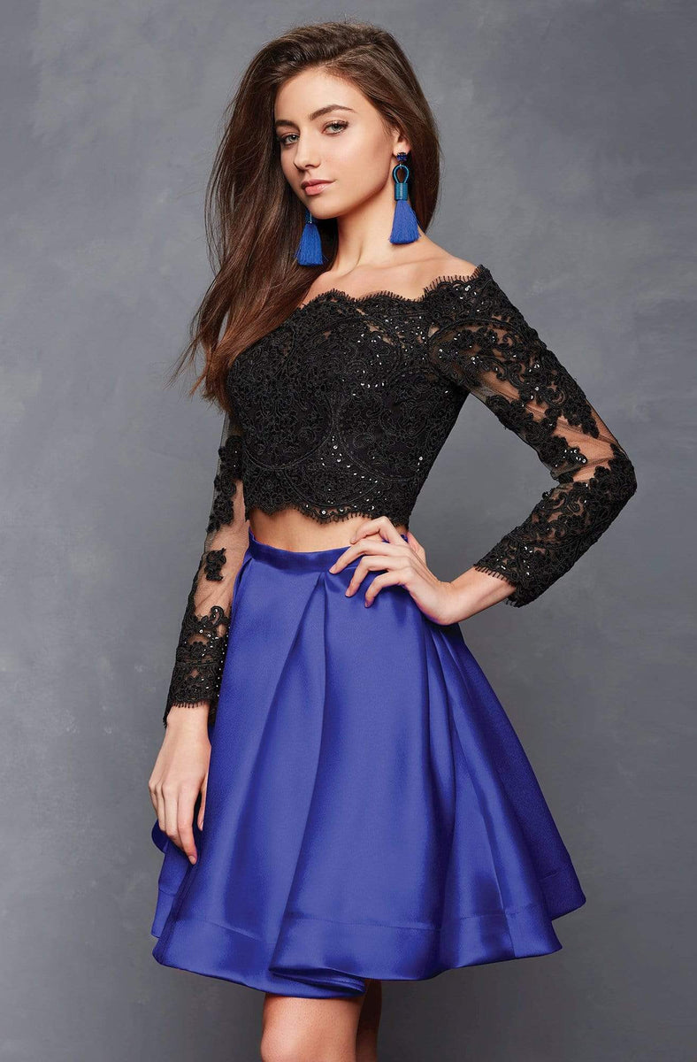 Clarisse - S3581 Two Piece Two Toned Lace Mikado A-line Dress – Couture ...
