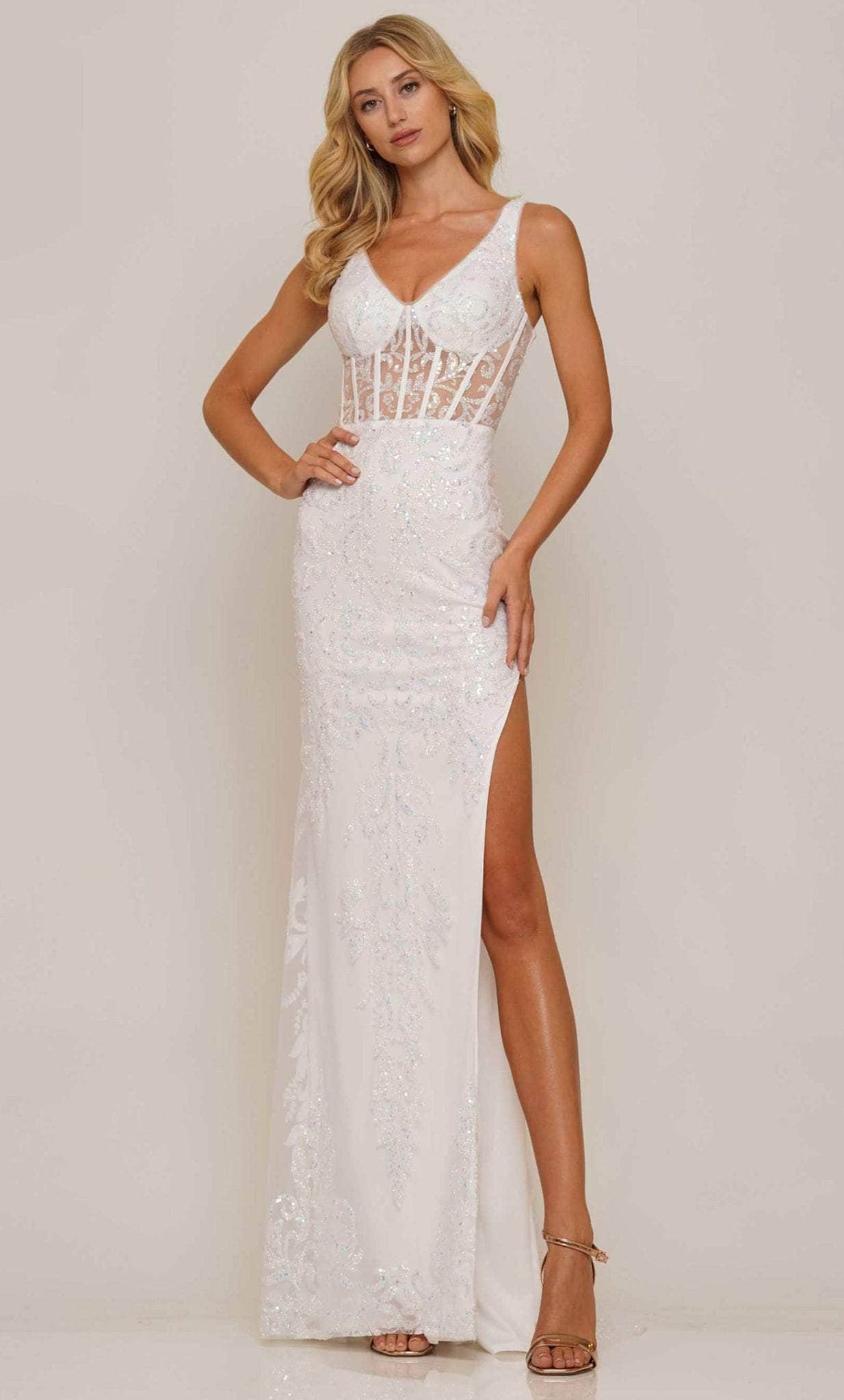 Colors Dress 2990 - V-neck Corset Bodice Prom Dress – Couture Candy