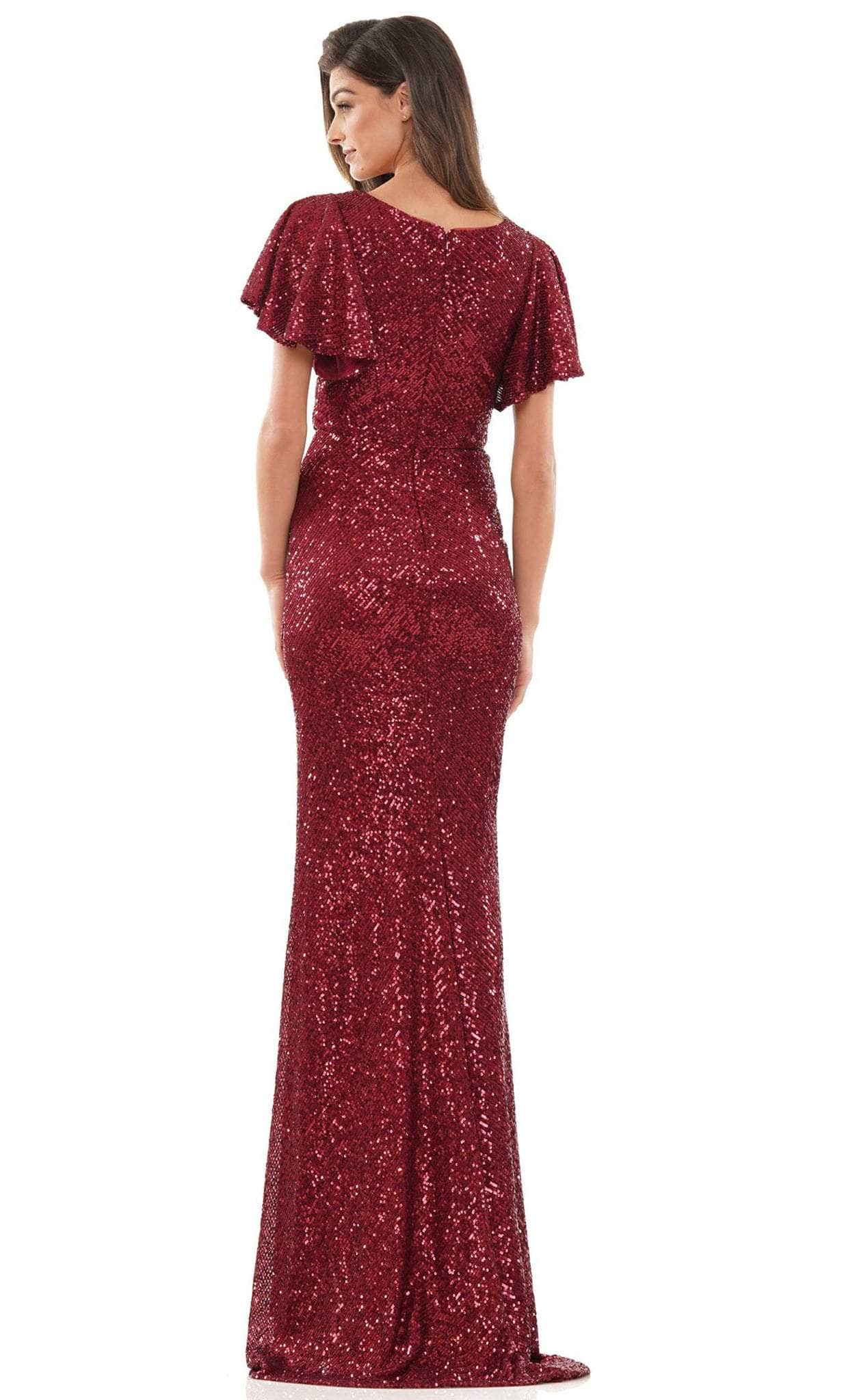 Colors Dress M318 - Sequined Ruched V-Neck Formal Gown – Couture Candy