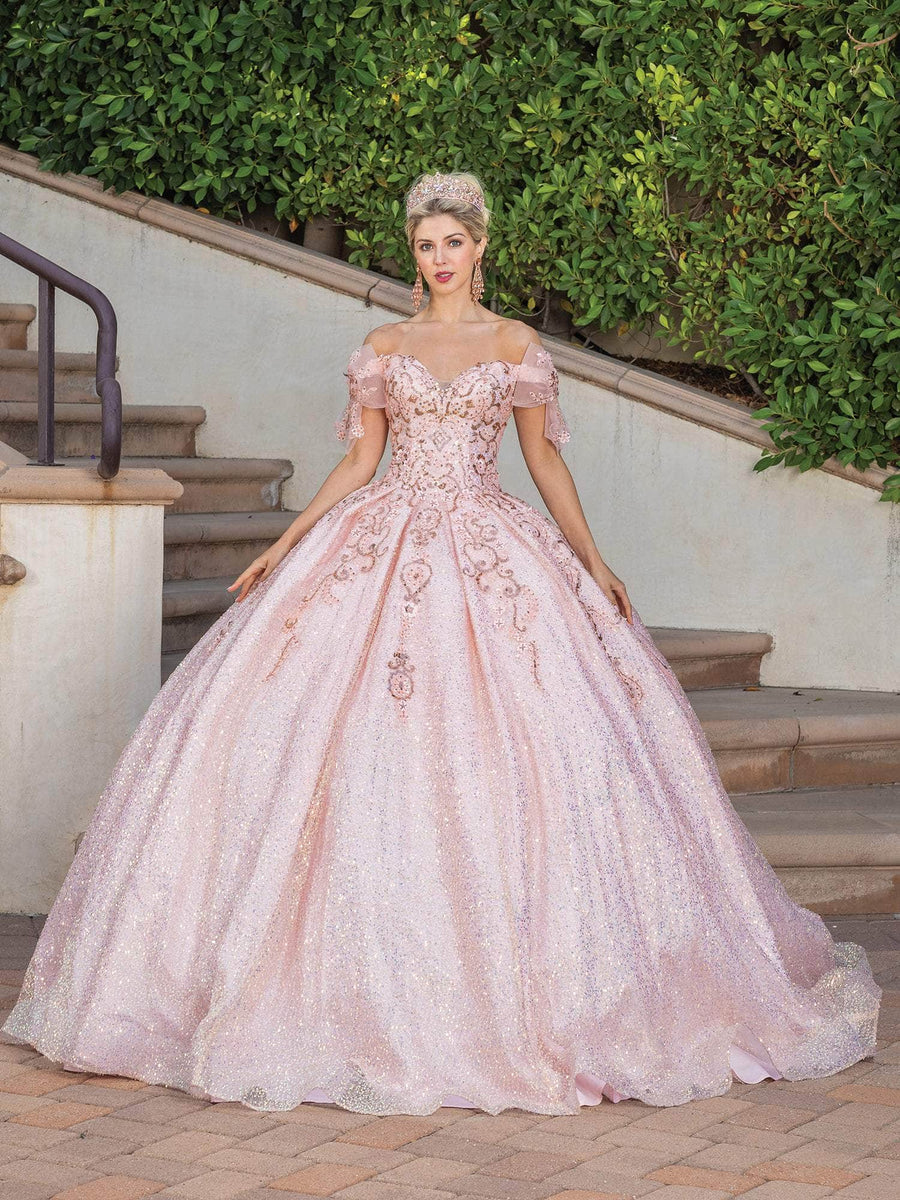 Dancing Queen 1804 - Bow Sequin Quinceanera Ballgown – Couture Candy