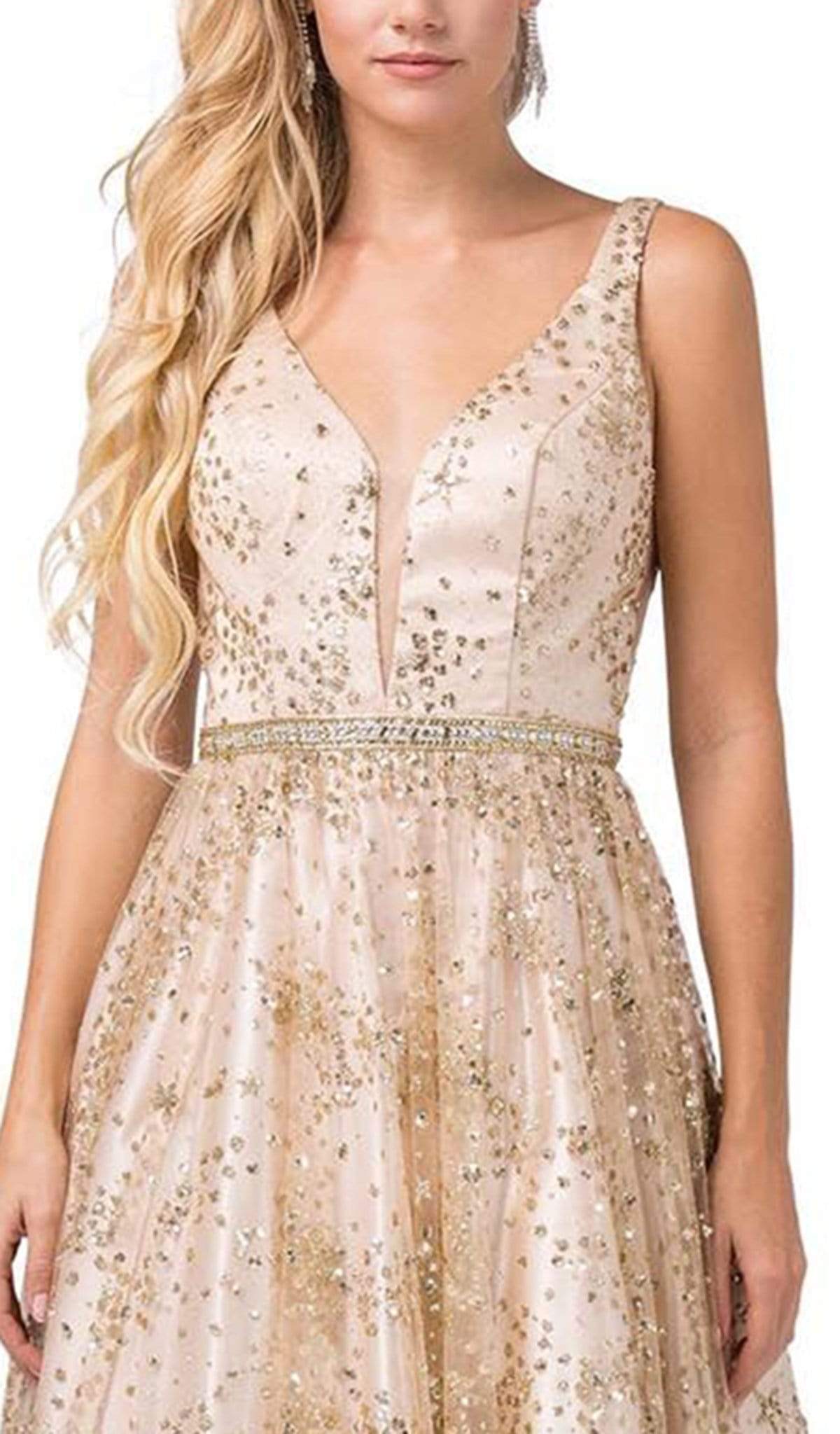 Dancing Queen - 2650 Embellished Deep V-neck A-line Gown – Couture Candy