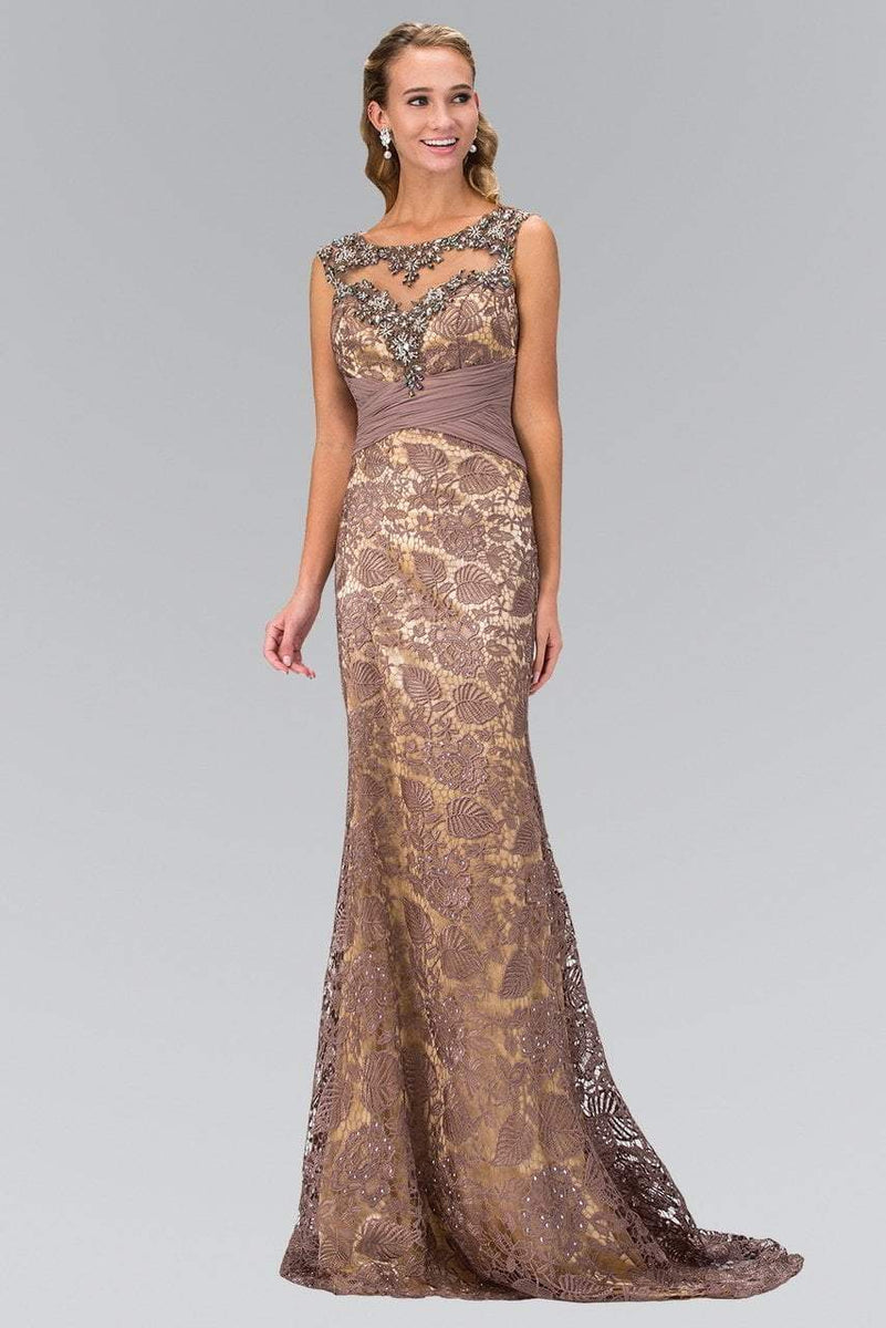 Elizabeth K - GL1415 Bejeweled Illusion Trumpet Gown – Couture Candy