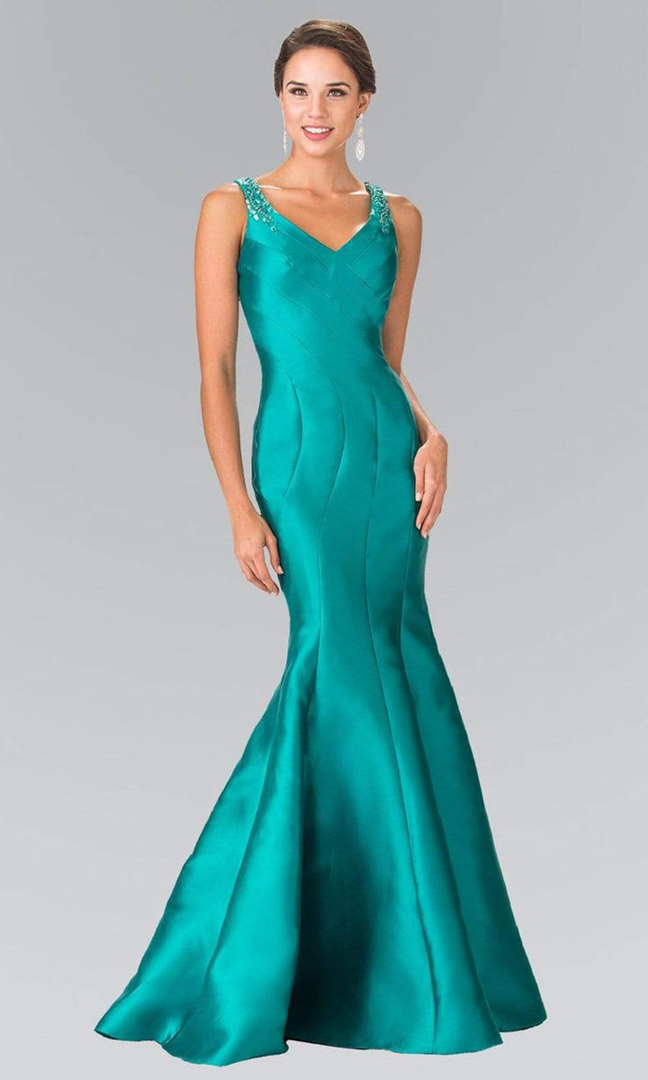 Elizabeth K - GL2212 Sleek V-Neck Mikado Trumpet Gown – Couture Candy