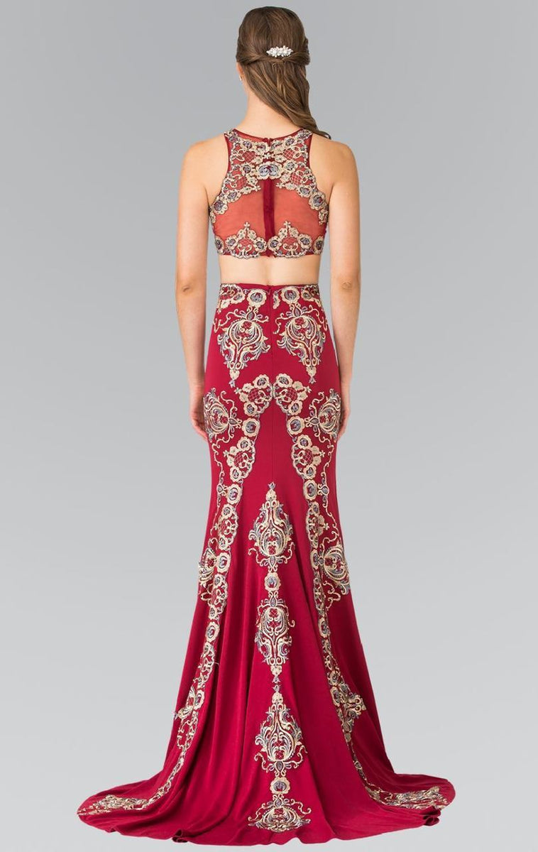 Elizabeth K - GL2296 Embellished High Neck Rome Jersey Dress – Couture Candy