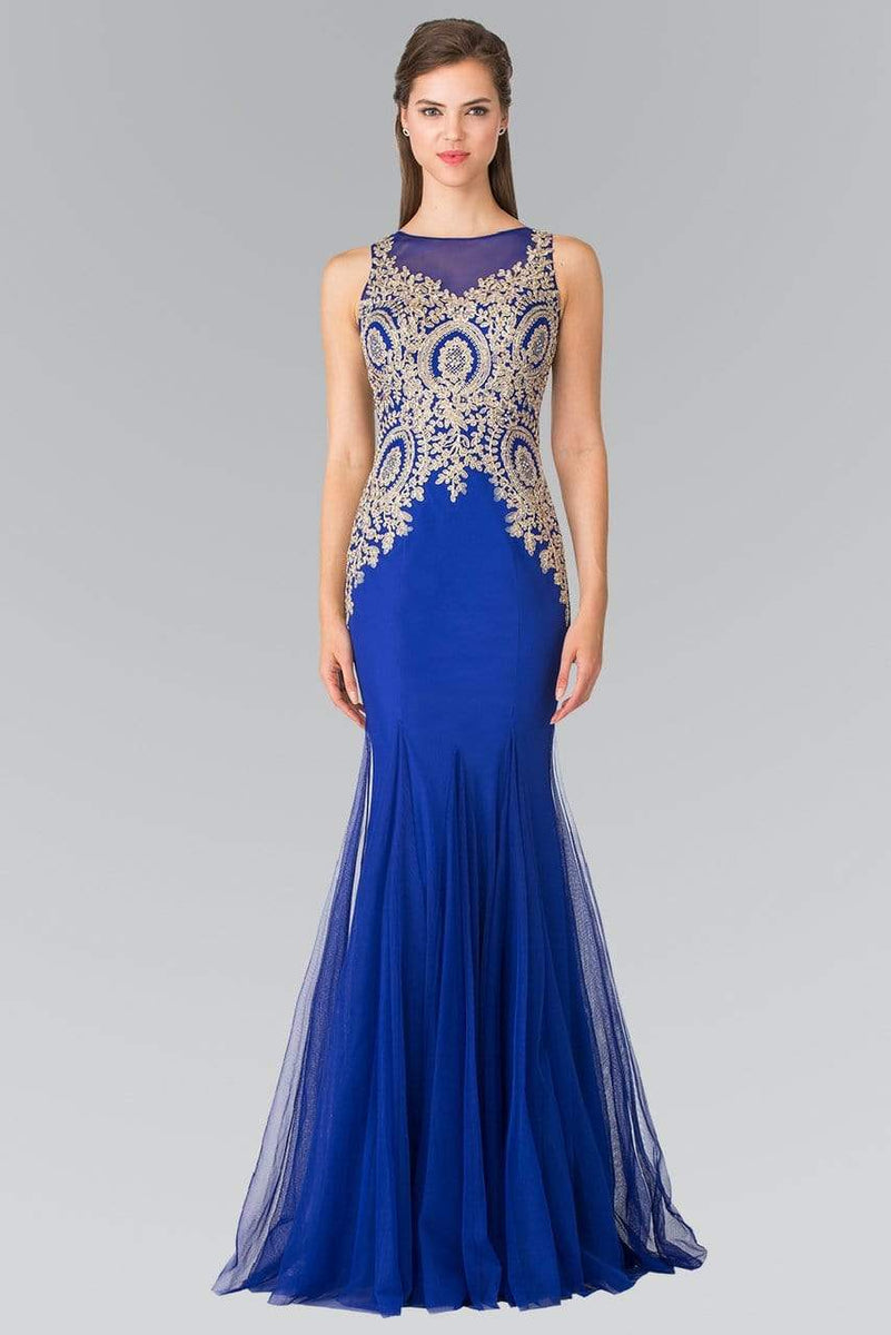 Elizabeth K - Gold Embroidered Tulle Trumpet Gown GL2283 – Couture Candy