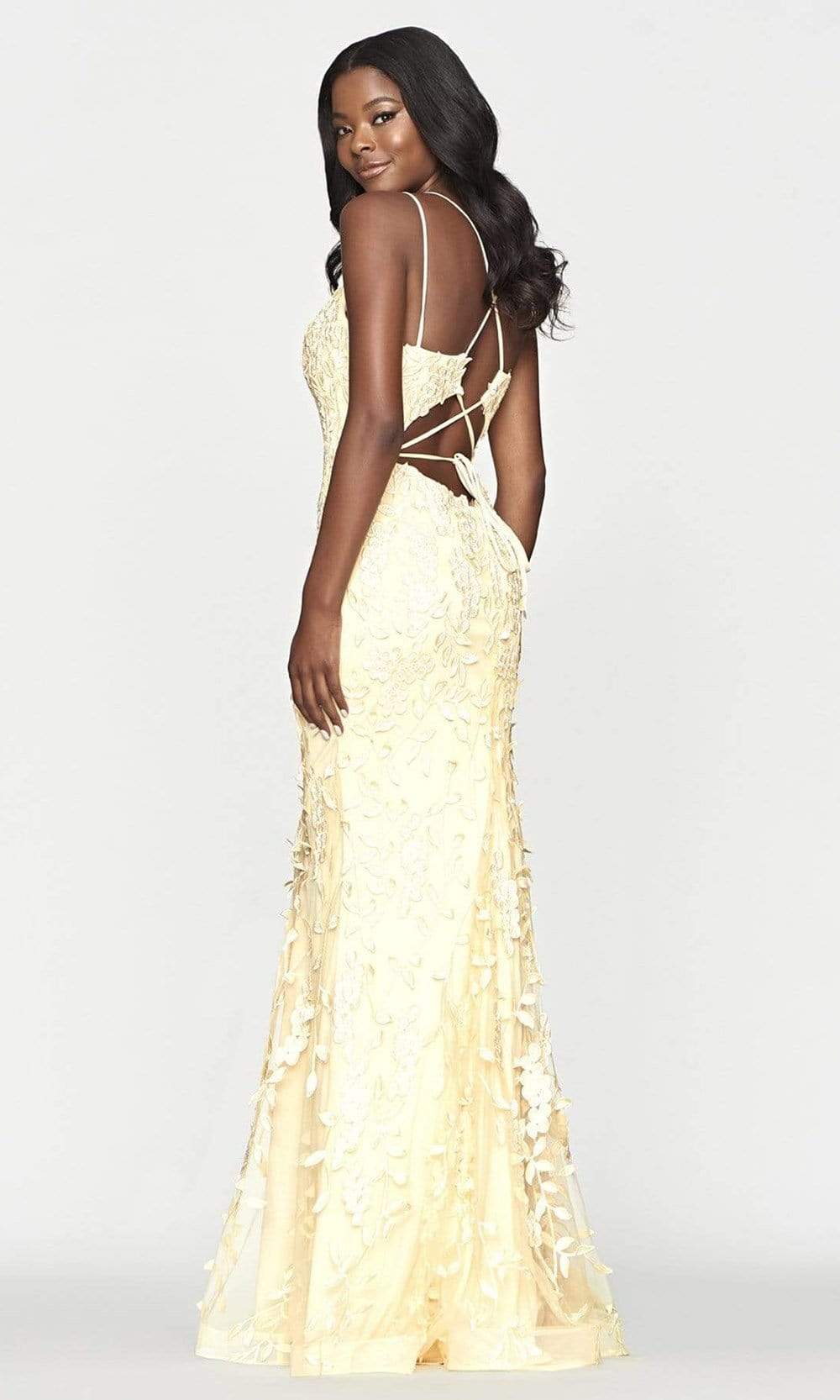 Faviana - S10662 V-Neck Floral Lace Gown – Couture Candy