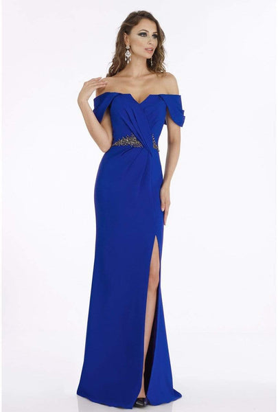 Gia Franco - 12915 Pleated Off-Shoulder Gown with Slit – Couture Candy