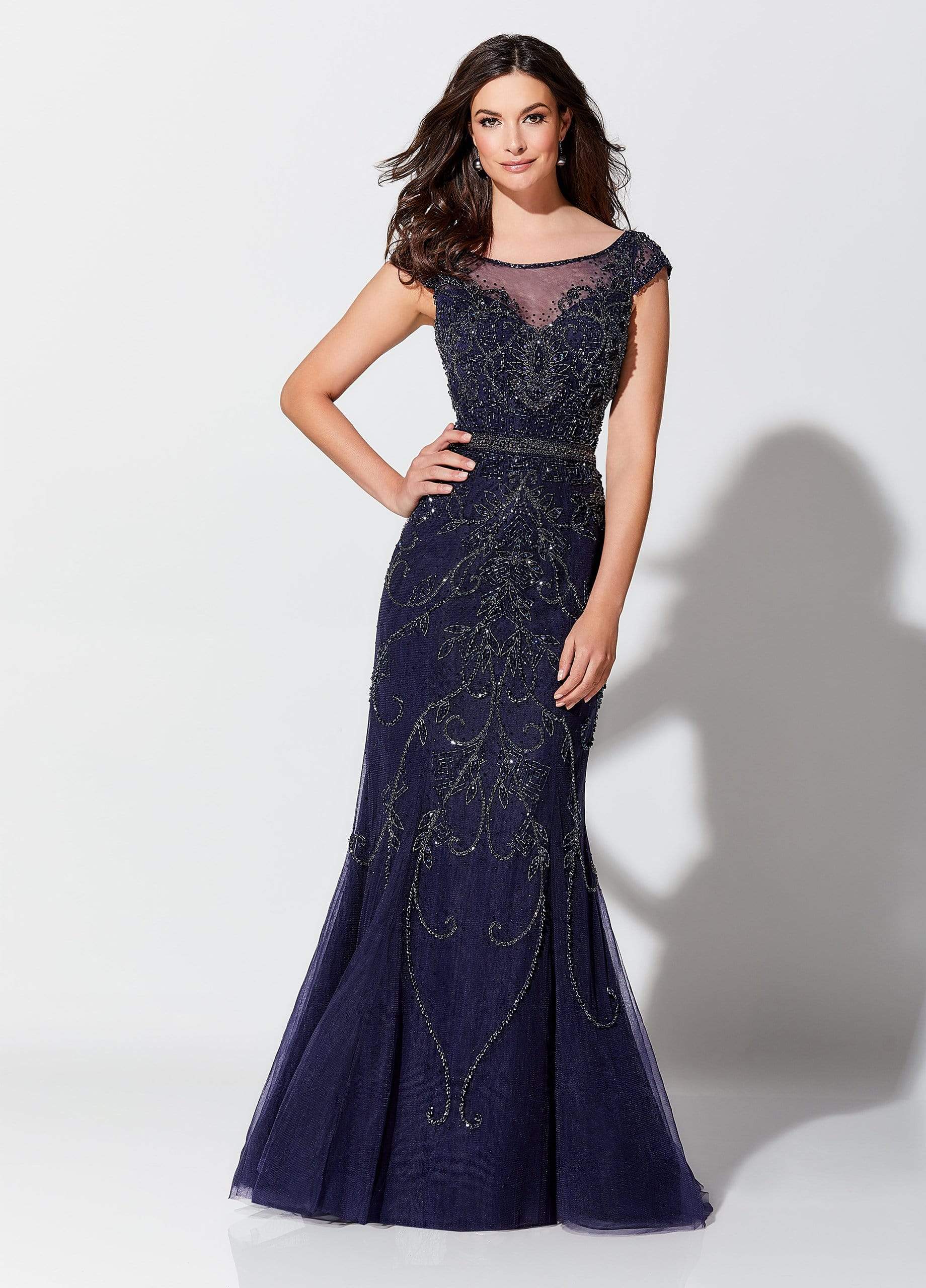 Ivonne D by Mon Cheri - Embellished Cap Sleeved Mermaid Gown 117D66 ...