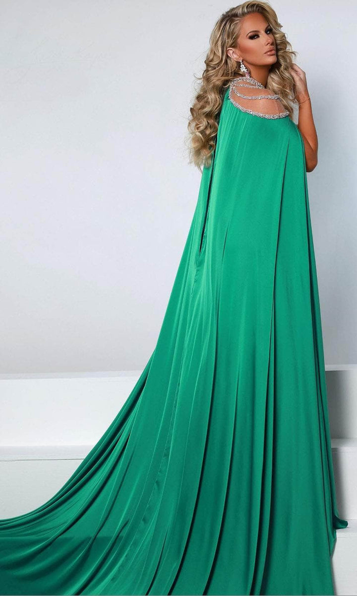 Johnathan Kayne 2535 - Long Cape Jewel Neck Evening Gown – Couture Candy