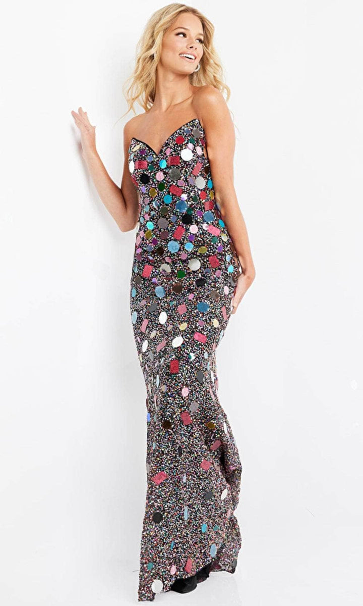 Jovani 03404 - Reflective Embellished Strapless Gown – Couture Candy