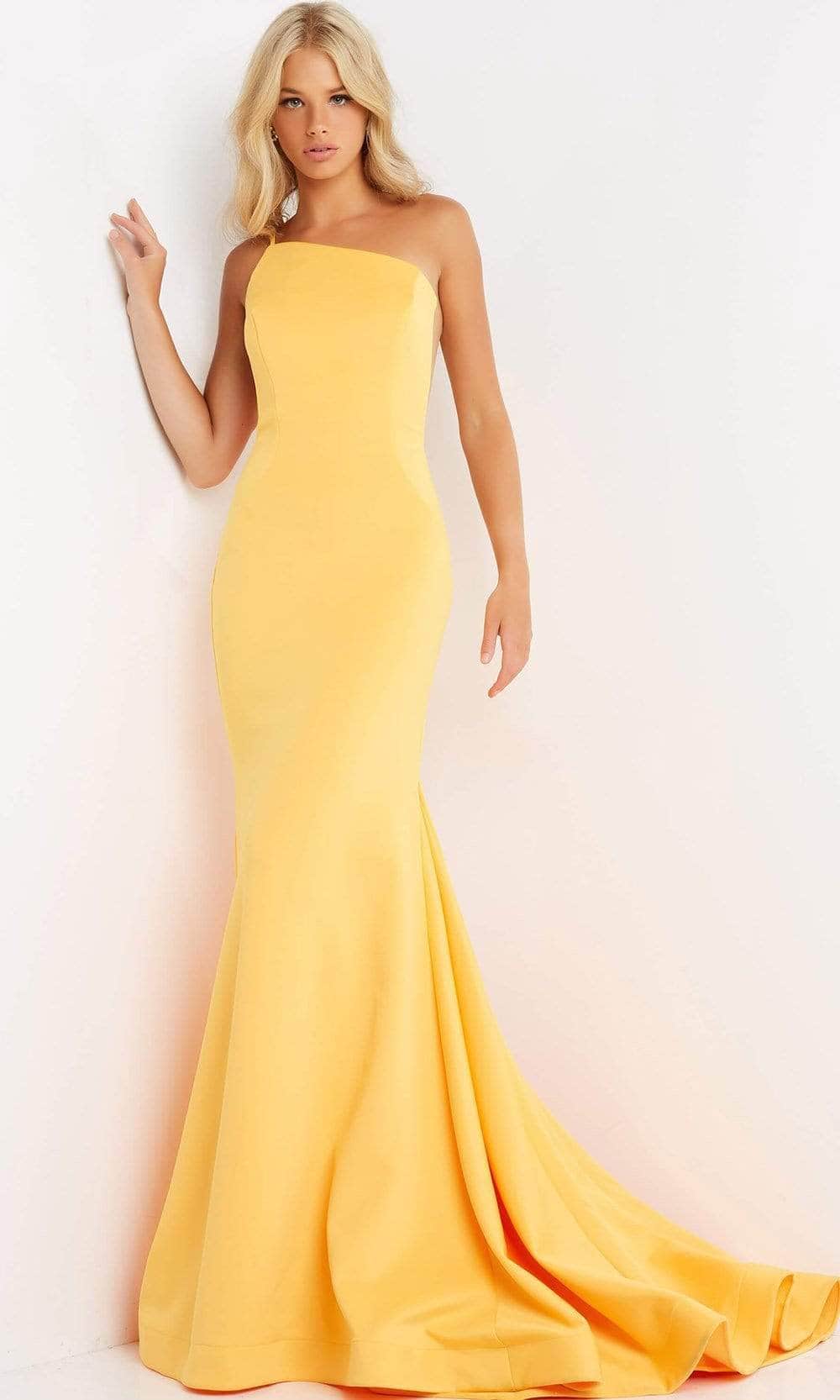 Jovani - One Shoulder Mermaid Prom Gown 06763SC - 1 pc Yellow in Size – Couture Candy