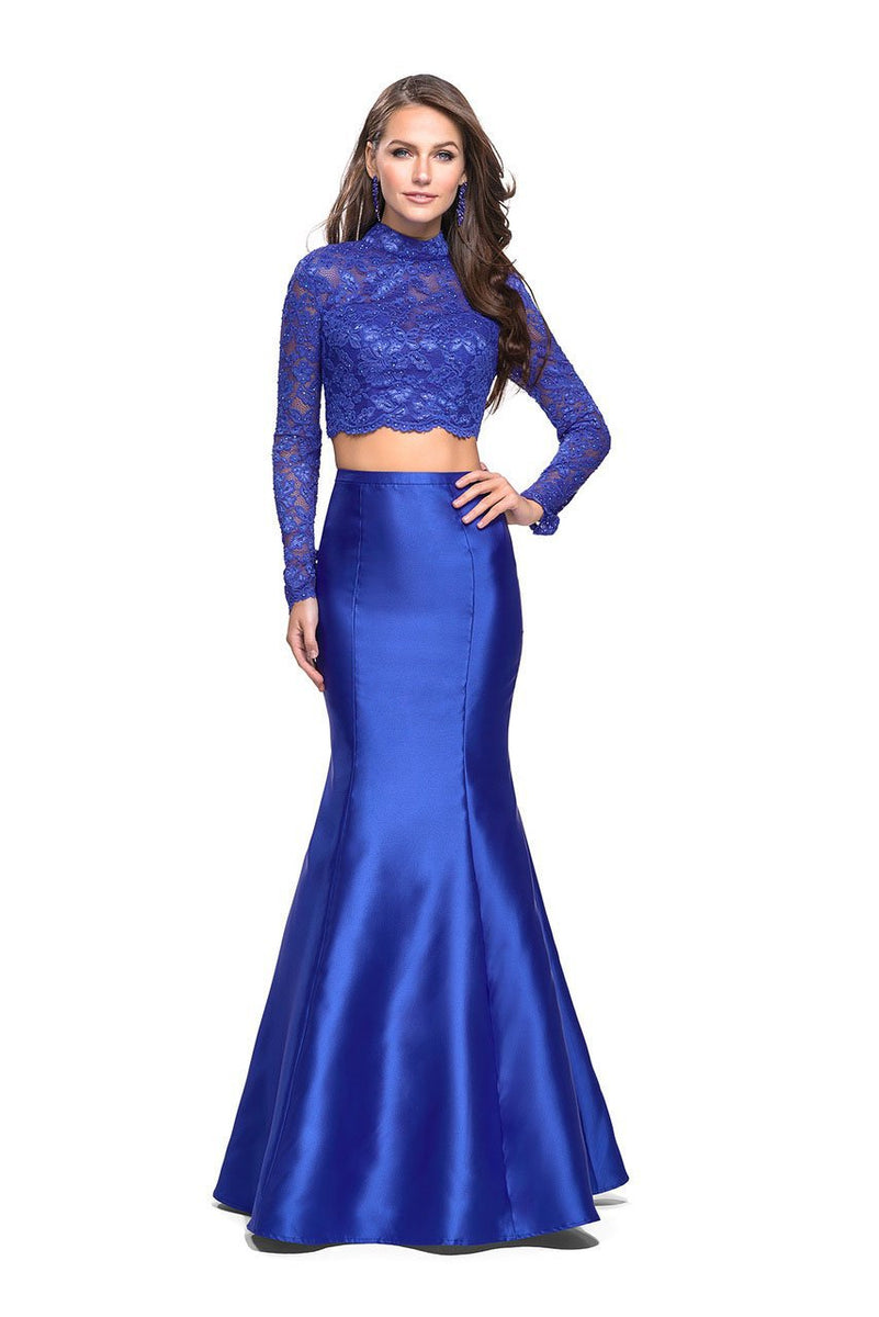 La Femme - 24901 Two Piece Lace Mikado Trumpet Dress – Couture Candy