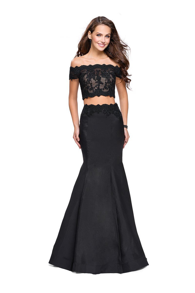 La Femme - 25583 Two Piece Off-Shoulder Mikado Gown – Couture Candy