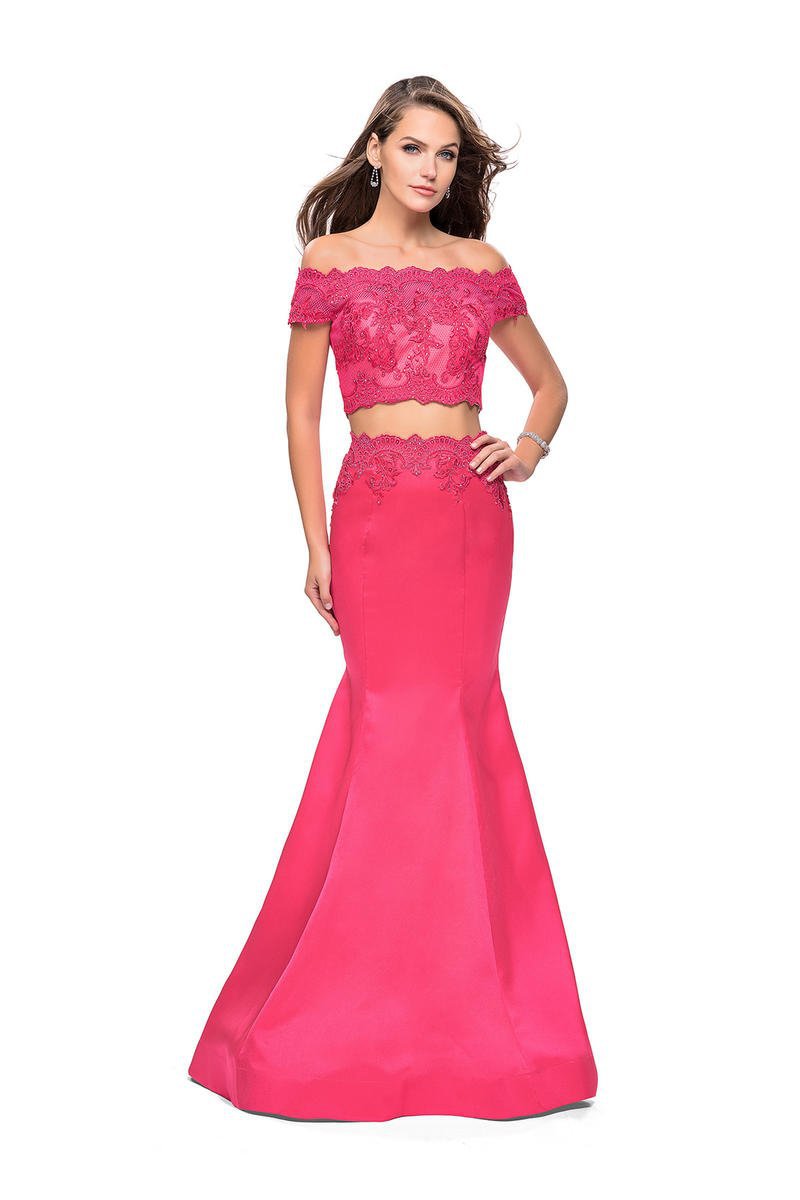 La Femme - 25583 Two Piece Off-Shoulder Mikado Gown – Couture Candy