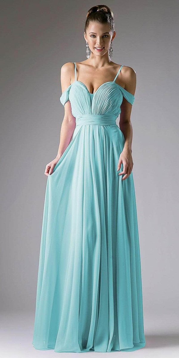 Ladivine CJ241 - Plunging Sweetheart Cold Shoulder Chiffon Gown ...