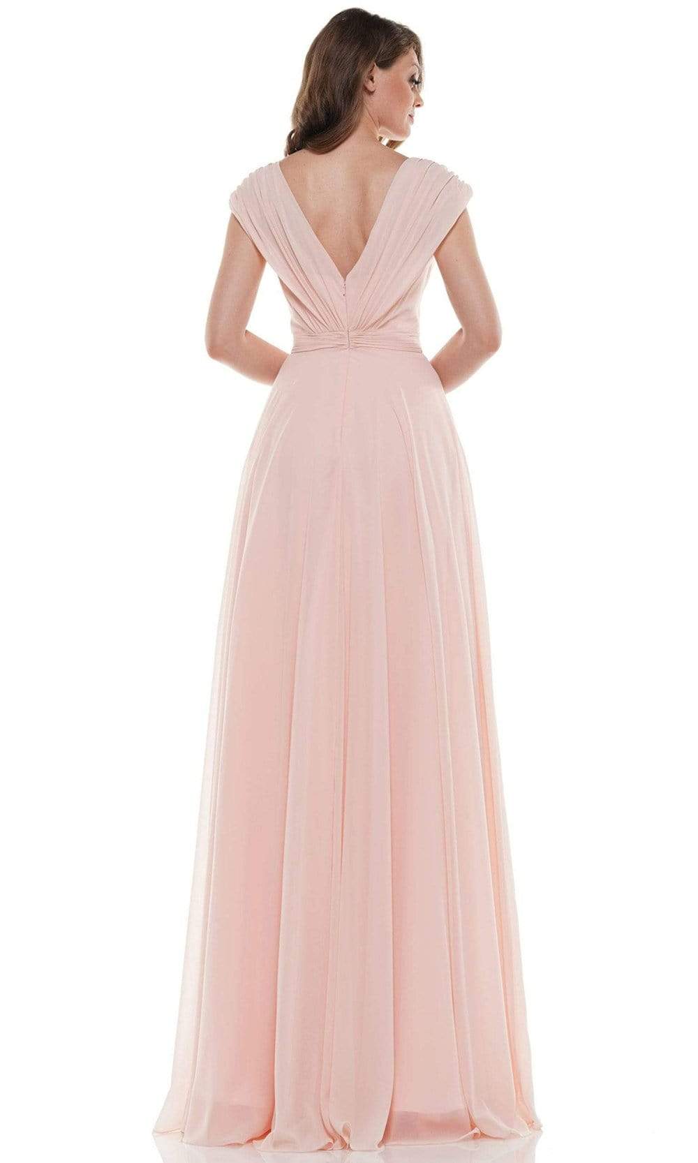 Marsoni by Colors - M251 Gathered V Neck Off Shoulder A-Line Gown ...