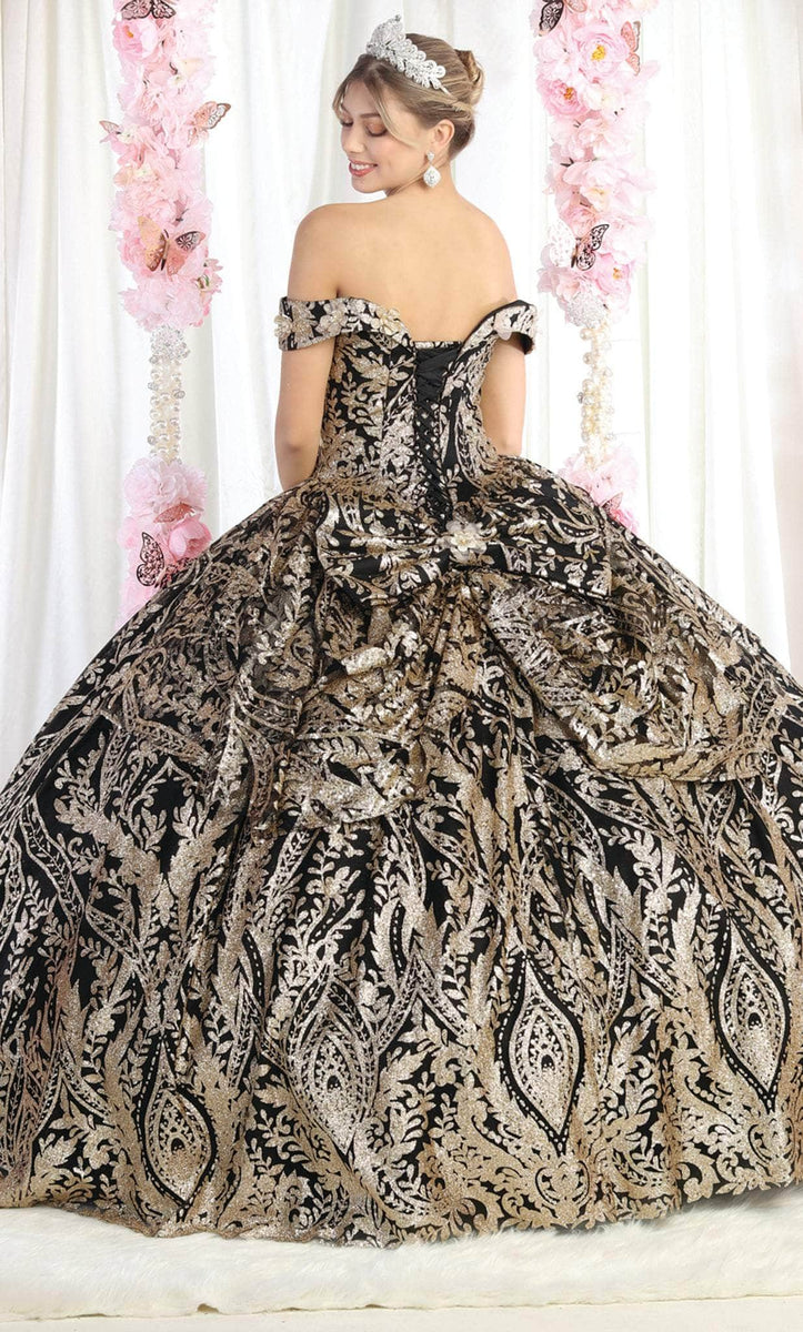 May Queen LK186 - Metallic Motif Quinceanera Ballgown – Couture Candy