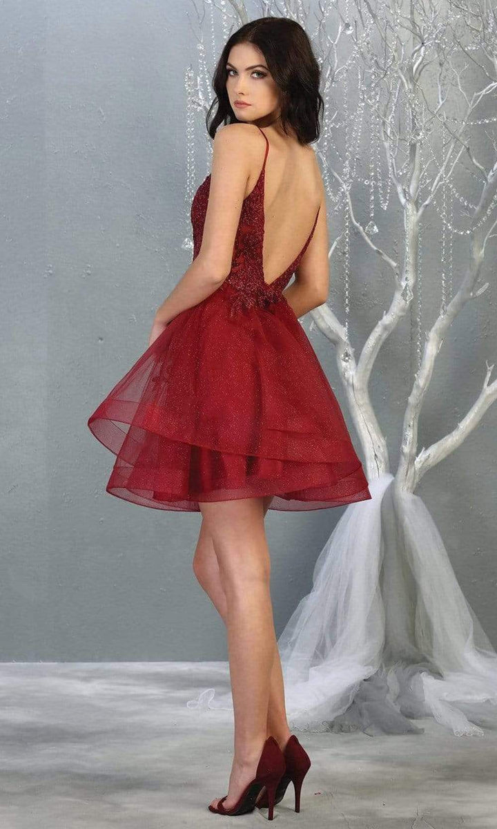 May Queen - MQ1816 Beaded Embellished Tiered Tulle Cocktail Dress ...