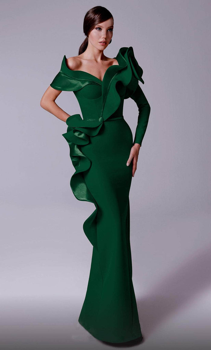 MNM Couture 2714 - Ruffled Rosette Evening Gown – Couture Candy
