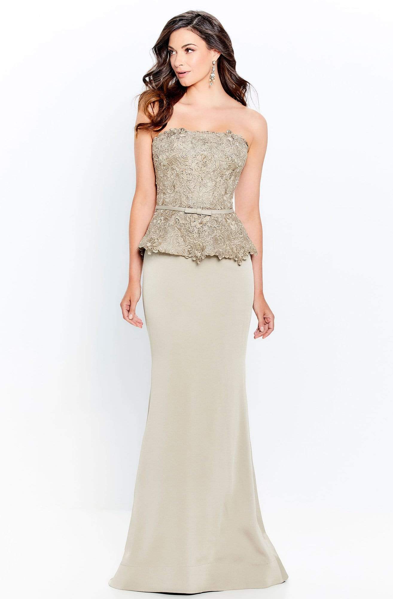 Montage by Mon Cheri - 120907 Lace Overlay Top Satin Trumpet Dress ...