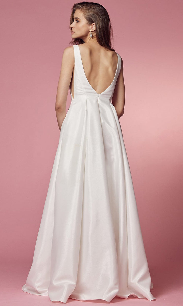 Nox Anabel Bridal E156W - Deep V-Neck Bridal Dress – Couture Candy