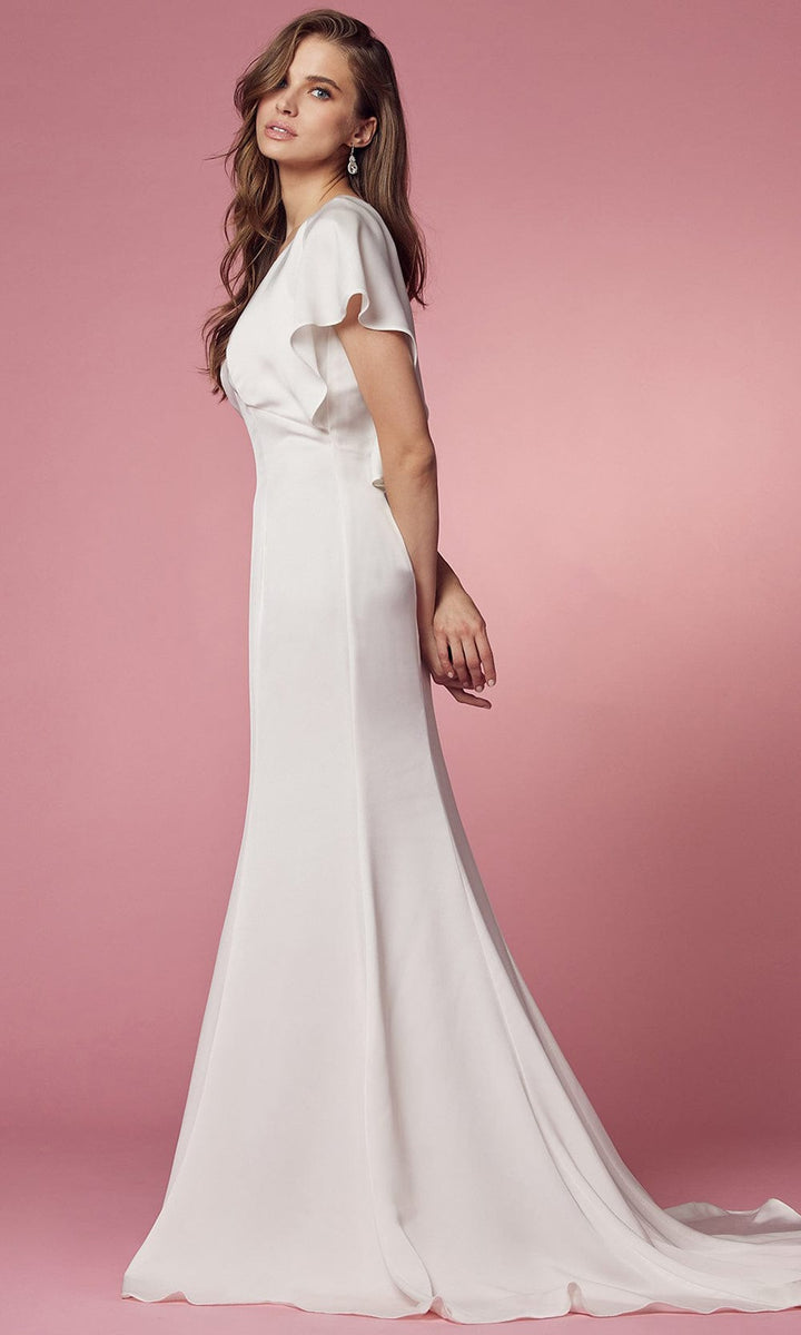 Nox Anabel Bridal JE912 - Flutter Sleeve Bridal Gown – Couture Candy