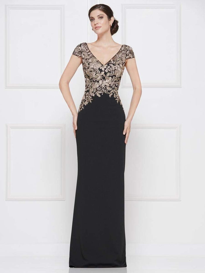 Rina Di Montella - RD2652 Embroidered Vneck Stretch Crepe Sheath Dress ...