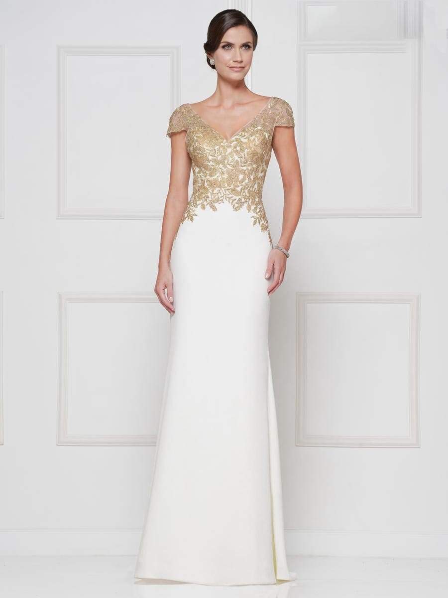Rina Di Montella - RD2652 Embroidered Vneck Stretch Crepe Sheath Dress ...