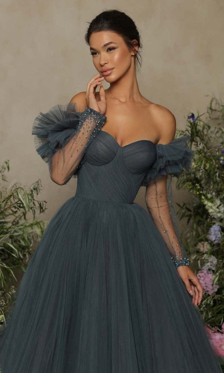 Tarik Ediz - 98052 Enchanting Tulle Strapless Gown – Couture Candy
